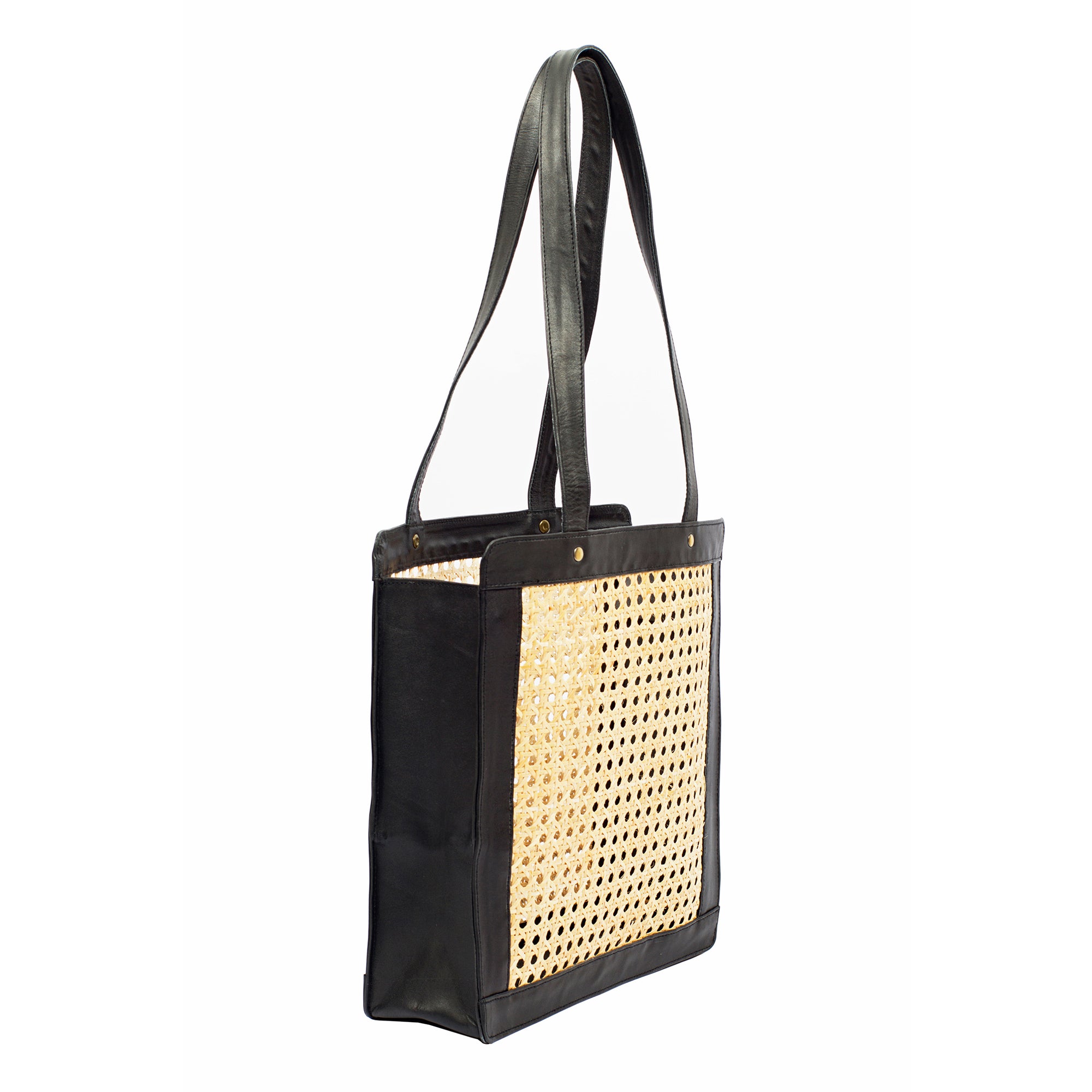 Rattan And Leather Tote Bag | Genuine Handcrafted Leather