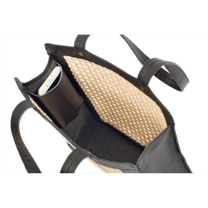 Rattan And Leather Tote Bag | Genuine Handcrafted Leather